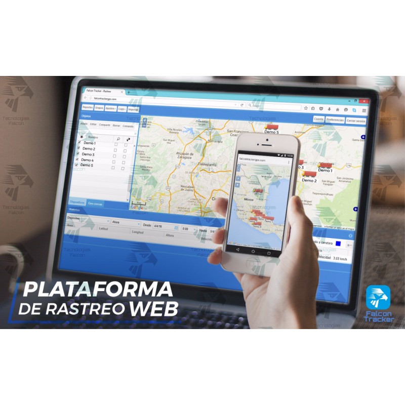 Localizador satelital con licencia anual de un año Falcon Tracker